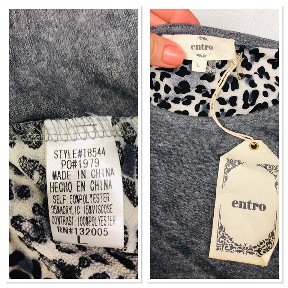 entro | Tops | Entro Leopard Print Oversized Long Sleeve Top L | Poshmark